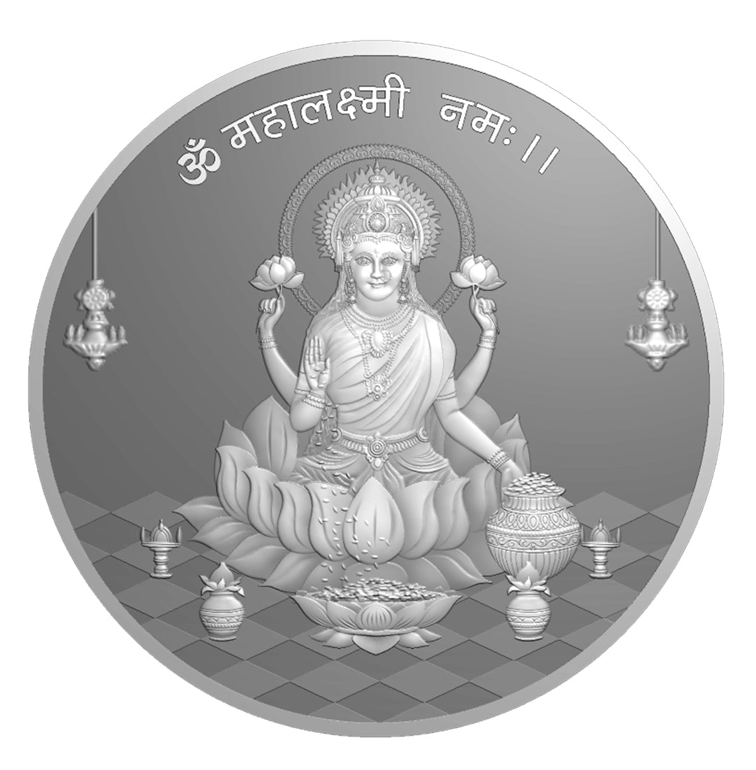 3D Mahalaxmi Ji 999 Silver Coin – CoinArts
