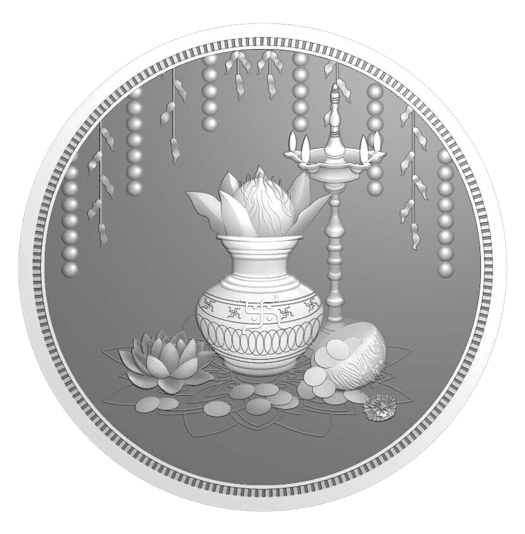 3D Shubh Kalash 999 Silver Coin – CoinArts
